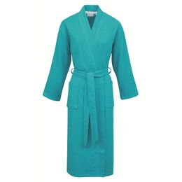 Unisex-Bademantel Carl Ross "supercombed light" Gr. M, turquoise, wei&szlig;, L:125cm, Frottier, Hausm&auml;ntel, Unisex-Bademantel, Kimono