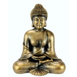 Dekofigur I.GE.A. "Buddha", gold (goldfarben), B:19cm H:24cm, Polyresin, Dekofiguren, Dekofigur