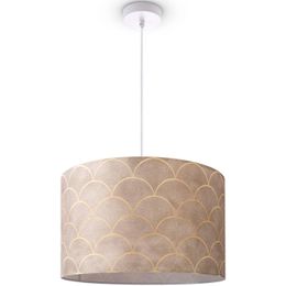 Paco Home Pendelleuchte "Hugo Pillar", wei&szlig;, &Oslash; 45,5cm H: 27cm, Leuchten, Pendelleuchte Esstisch Lampe Wohnzimmer Stoffschirm Vintage Modern, Pendelleuchte