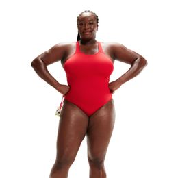 Badeanzug Speedo "Eco Speedo", Damen, Gr. 44, N-Gr, rot, Microfaser, Polyester, unifarben, Badeanz&uuml;ge Badeanzug, hohe Flexibilit&auml;t, Unterst&uuml;tzung der Schulterbewegungen