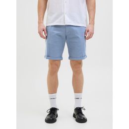Jack & Jones Chinoshorts JACK & JONES "JPSTFURY JJSHORTS ANA SN", Damen, Gr. XS, N-Gr, blau (blau mirage), Web, Obermaterial: 98% Baumwolle, 2% Elasthan, unifarben, regular fit kniefrei, Hosen Chinoshorts, mit Taschen