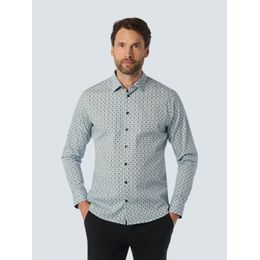 Langarmhemd NO EXCESS, Herren, Gr. S, N-Gr, blau (cloud), Web, Obermaterial: 97% Baumwolle, 3% Elasthan, gemustert, regular fit taillenbedeckt, ohne Ausschnitt, Manschette, Hemden Langarmhemd, mit Muster