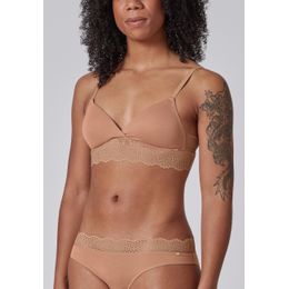 Soft-BH Skiny "Bamboo Lace", Damen, Gr. 36, Cup C/D, braun (bronze), Obermaterial: 95% Viskose, 5% Elasthan. Einsatz: 87% Polyamid, 13% Elasthan, unifarben, normal, BHs Soft-BH, herausnehmbare Pads, ohne B&uuml;gel, weich, bequem, elastisch