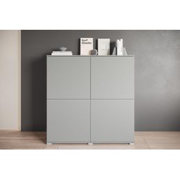 Highboard OTTO HOME "Kenia, moderne grifflose Hochkommode mit 4 T&uuml;ren, Breite 120 cm", grau (pallad grau), B:120cm H:125cm T:39,5cm, FSC-zertifizierter Holzwerkstoff, Sideboards, Highboard, Push-to-Open-Fronten, h&ouml;henverstellbaren Einlegeb&ouml;den
