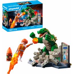 Konstruktions-Spielset Playmobil "Helden-Showdown mit der Riesenechse (71831), Heroes", bunt, Spielbausteine, Kinder, Kunststoff, Konstruktions-Spielset, Made in Europe