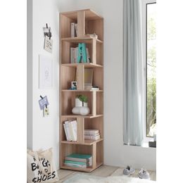 Eckregal BEGA OFFICE "Corner Shelf", braun, B:38cm H:186cm T:38cm, Holzwerkstoff, Regale, Eckregal, mit 6 offenen F&auml;cher, 37,5x37,5x186 cm