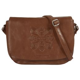 Umh&auml;ngetasche Bruno Banani "Mandala", Damen, Gr. B/H/T: 26cm x 18cm x 6cm onesize, braun (cognac), Leder, Taschen Umh&auml;ngetasche, echt Leder