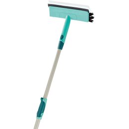 Wasserabzieher Leifheit "Fensterwischer Brush Window Cleaner Telescope 200", blau (t&uuml;rkis), B:28cm H:8,5cm L:131cm, Kunststoff, Wasserabzieher, Wasserabzieher