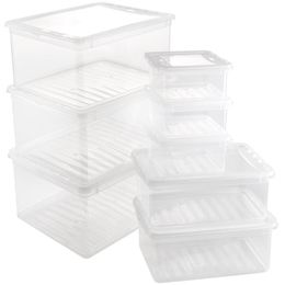 Aufbewahrungsbox keeeper "bea", transparent, 8 Stk., Polypropylen, Aufbewahrungsboxen, Aufbewahrungsbox, mit Air Control-System, 3x1,7 L,2x5,6 L, 3x18 L