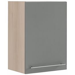 H&auml;ngeschrank Optifit "Bern", grau (basaltgrau, akaziefarben), B:50cm H:70,4cm T:34,9cm, Schr&auml;nke, H&auml;ngeschrank, Breite 50 cm, 70 cm hoch, mit 1 T&uuml;r, mit Metallgriff