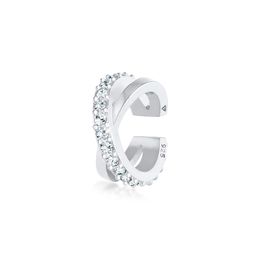 Ohrklemme Elli "Ohrringe Earcuff Gekreuzt Kristalle 925 Silber" Gr. 12, silber, Ohrringe, Damen, mit Stein, Silber 925 (Sterlingsilber), Ohrklemme