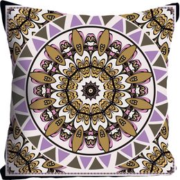Dekokissen queence "&raquo;Mandala&laquo;", bunt (bunt, bedruckt), B:40cm L:40cm, Polyester, Dekokissen_Sitzkissen_Kissenh&uuml;llen, Dekokissen, Kissenh&uuml;lle ohne F&uuml;llung, 1 St&uuml;ck
