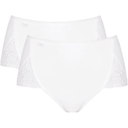 Maxislip Sloggi "Pure Sense Luxe", Damen, Gr. 48, wei&szlig;, Single Jersey, Obermaterial: 88% Polyamid, 12% Elasthan, Unterhosen Maxislip, mit femininer Spitze, Microfaser, hoch geschnitten