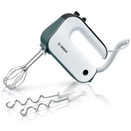 Bosch Handmixer "MFQ49300, Edelst. R&uuml;hrbesen/Knethaken, 5 Stufen, Spiralkabel", wei&szlig; (wei&szlig;, schwarz silber), B:20cm H:14,2cm T:7,5cm, Mixer, Turbotaste, Soft-Touch-Griff, leichtes Geh&auml;use, Made in Europe, Handmixer