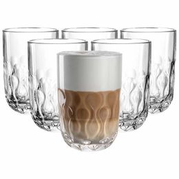 Latte-Macchiato-Glas Leonardo "Latte Macchiato Gl&auml;ser (2) Gocce 390 ml 6er Set transparent", bunt (transparent), 6 tlg., Glas, Trinkgef&auml;&szlig;e, Latte-Macchiato-Glas