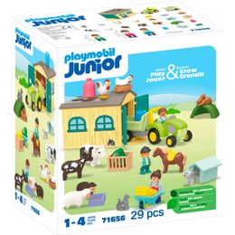 Konstruktions-Spielset Playmobil "Bauernhof-Abenteuer mit Traktor, Anh&auml;nger u. tier. Freunden (71656)", bunt, Spielbausteine, Baby, Kunststoff, Konstruktions-Spielset, JUNIOR, Made in Europe