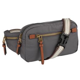 Bauchtasche Camel Active "Bari", Damen, Gr. B/H/T: 40cm x 12,5cm x 4cm, grau, Nylon, kontrastfarbene Details, Taschen Bauchtasche, aus hochwertigem matten Nylon mit gestreiftem Gewebeband