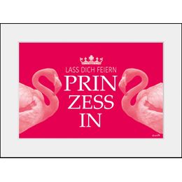 Bild queence "PRINZESSIN", pink (farbe rahmen: schwarz, farbe bild(er): pink, rosa), B:40cm H:30cm, Acrylglas, Holz, Papier, Bilder, Bild, HD Premium Poster-Druck inkl. Holzrahmen