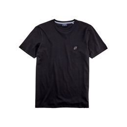 T-Shirt OLYMP "OLYMP Wirk Casual", Herren, Gr. XS, schwarz, Single Jersey, Obermaterial: 100% Baumwolle, unifarben, regular fit h&uuml;ftlang, Rundhals, Shirts T-Shirt, mit Logo-Patch