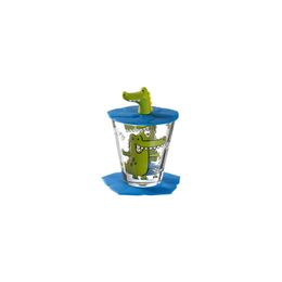 Kinderbecher Leonardo "Kinderbecherset Bambini 215 ml", bunt (krokodil), 3 tlg., Glas, Trinkgef&auml;&szlig;e, Kinderbecher