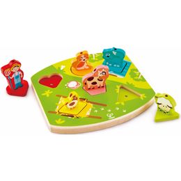 Puzzle HAPE "Bauernhof-Ger&auml;usche-Puzzle", bunt, Puzzles, KinderB:23cm H:6cm T:21cm, Holz, Metall, Motiv, Puzzle, B:23cm H:6cm T:21cm