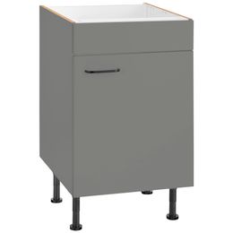 Sp&uuml;lenschrank Optifit "Elga", grau (basaltgrau, basaltgrau), B:50cm H:87cm T:58,4cm, Holzwerkstoff, Schr&auml;nke, Sp&uuml;lenschrank, mit Soft-Close-Funktion, h&ouml;henverstellbaren F&uuml;&szlig;en, Breite 50 cm