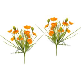 Kunstblume my home "Mohnblumen", orange, B:24cm H:47cm L:24cm, Obermaterial: 90% Polyester, 10% Kunststoff, Kunstpflanzen, Kunstblume, 2er Set