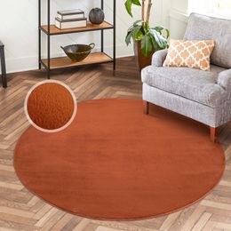 Hochflor-Teppich Carpet City "TOPIA400", orange (terra), H:21mm &Oslash;:120cm, Obermaterial: 100% Polyester, Teppiche, Hochflor-Teppich, besonders weich und kuschelig durch Polyester, Uni-Farben