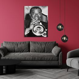Acrylglasbild queence "Louis Armstrong", grau (farbe bild(er): grau), B:60cm H:90cm T:0,4cm, Bilder, Acrylglasbild, Fine Art-Print in Galeriequalit&auml;t