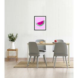 Bild queence "Mika", rosa (farbe rahmen: schwarz, farbe bild(er): rosa), B:40cm H:50cm, Acrylglas, Holz, Papier, Bilder, Bild, HD Premium Poster-Druck inkl. Holzrahmen