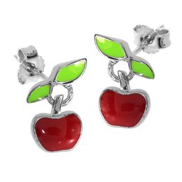 Paar Ohrstecker OSTSEE-SCHMUCK "- Apfel - Silber 925/000 -" Gr. 8, rot, Ohrringe, Damen, Silber 925 (Sterlingsilber), Paar Ohrstecker