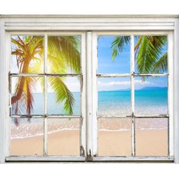 Wandsticker queence "Strand", beige (natur), B:40cm H:60cm T:0,1cm, Wandtattoos, Wandsticker, Wandsticker, Wandbild, selbstklebend, 3D, Fenster