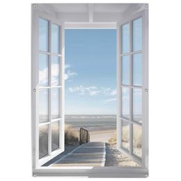 Poster Reinders "Fenster zur Nordsee", blau (farbe bild(er): blau), B:80cm H:120cm T:0,1cm, Leinwand, Bilder, Poster, Outdoor f&uuml;r Garten oder Balkon