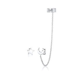Paar Ohrklemmen Elli "Ohrringe Earcuff Astro Sterne Halbmond Blogger 925 Silber" Gr. 7, silber, Ohrringe, Damen, Silber 925 (Sterlingsilber), Paar Ohrklemmen