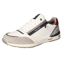Sneaker Mustang Shoes, Herren, Gr. 44, grau (sanftes wei&szlig;, grau), Lederimitat, kontrastfarbene Details, Schuhe Sneaker, mit Au&szlig;enrei&szlig;verschluss, Freizeitschuh, Halbschuh, Schn&uuml;rschuh