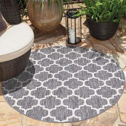 Outdoorteppich Carpet City "Outdoor 462", grau, H:5mm &Oslash;:200cm, Polypropylen, Teppiche, Outdoorteppich, UV-best&auml;ndig, Flachgewebe, auch in quadratischer Form erh&auml;ltlich
