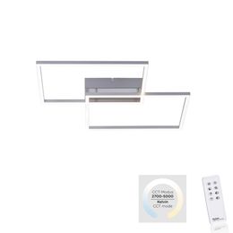 JUST LIGHT Deckenleuchte "IVEN", silber (edelstahlfarben), 2, H: 7cm, 1 Stk., Leuchten, LED, CCT - tunable white, Infrarot inkl., dimmbar &uuml;ber Fernbedienung, Deckenleuchte