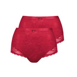 Taillenslip LISCA "2er Pack Damen Taillenslip Evelyn", Damen, Gr. 40, rot, Stoff, Obermaterial: 83% Polyamid PA. 17% Elasthan EL., Unterhosen Taillenslip
