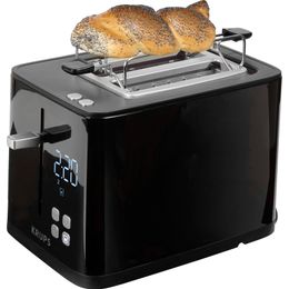 Krups Toaster "KH6418 Smart'n Light", schwarz (hochglanz, schwarz), B:28,5cm H:18,7cm T:18cm, Toaster, Digitaldisplay, 7 Br&auml;unungsstufen, automatische Zentrierung des Brots, Toaster