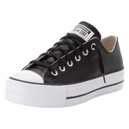 Sneaker Converse "CHUCK TAYLOR ALL STAR PLATFORM LEATHER", Damen, Gr. 41, schwarz-wei&szlig; (schwarz, wei&szlig;), Leder, Schuhe Sneaker