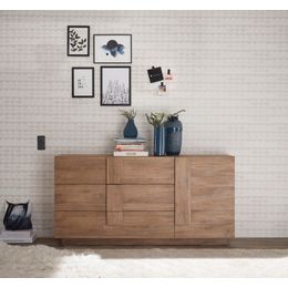 Sideboard Home Affaire "Jupiter, Breite 181 cm, Kommode 3 T&uuml;ren- Soft Closing, 1 Schubkasten", braun (mercure nb holzstruktur), B:181cm H:90cm T:44cm, Sideboards, Sideboard, Anrichte, moderne Griffblende, FSC, cleveres Stauraumkonzept
