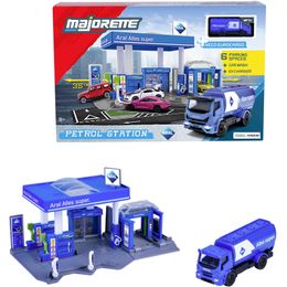 Spiel-Geb&auml;ude Majorette "Petrol Station Aral", blau, Fahrzeug-Spielwelten, KinderB:28,3cm H:10,5cm T:17,5cm, Kunststoff, Metall, Spiel-Geb&auml;ude, inklusive 1 Fahrzeug, B:28,3cm H:10,5cm T:17,5cm