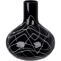 Tischvase Gilde "Vase Uderzo mit Spinnenwebendekor, H&ouml;he ca. 28 cm", schwarz, H:28cm &Oslash;:24,5cm, Glas, Vasen, Tischvase, Europ&auml;ische Handarbeit, aus durchgef&auml;rbtem Glas
