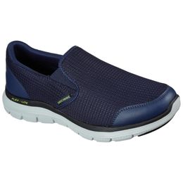Slip-On Sneaker Skechers "FLEX ADVANTAGE 4.0", Herren, Gr. 40, blau (navy), Synthetik, Textil, Schuhe Slip-On Sneaker, Slipper, Schhlupfschuh, Komfortschuh mit Air Cooled Memory Foam, Topseller