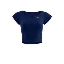 Crop-Top WINSHAPE "AET137LS", Damen, Gr. L, blau (dunkelblau), 85% Polyester, 15% Elasthan, Rundhals, Tops Crop-Top, Functional Light and Soft Cropped
