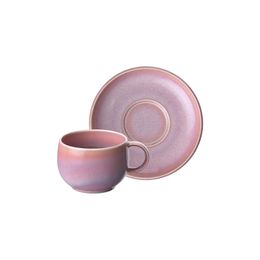 Tasse "Espressotasse mit Untertasse Perlemor Coral 60 ml rosa", rosa, 1 tlg., Porzellan, LIKE. BY VILLEROY & BOCH, Trinkgef&auml;&szlig;e, Tasse