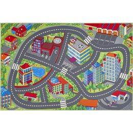 Kinderteppich ANDIAMO "Street", bunt (multi), B:100cm H:5mm L:150cm, Obermaterial: 100% Polyester, Teppiche, Kinderteppich, Stra&szlig;en-Spiel-Teppich, weiche Spielunterlage, rutschhemmend