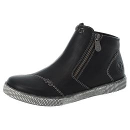 Schlupfboots Rieker, Damen, Gr. 37, schwarz, Lederimitat, unifarben, Schuhe Schlupfboots, Stiefelette, Schlupfboots mit Rei&szlig;verschluss