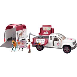 Spielzeug-Auto Schleich "HORSE CLUB, Mobile Tier&auml;rztin mit Anh&auml;nger (42704)", wei&szlig;, Spielzeugfahrzeuge, KinderB:26cm H:14,7cm T:54,5cm, Kunststoff, Spielzeug-Auto, Made in Europe, B:26cm H:14,7cm T:54,5cm