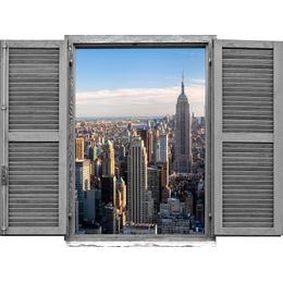 Wandtattoo queence "New York", bunt, B:80cm H:60cm T:0,1cm, Wandtattoos, Wandtattoo, Wandsticker, Wandbild, selbstklebend, 3D, Fenster